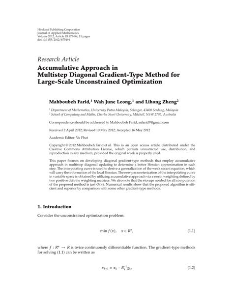 pdf accumulative approach in multistep diagonal gradient type method