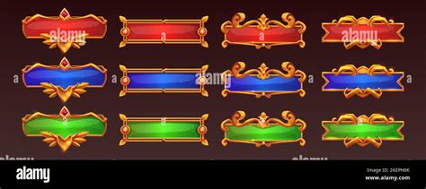 medieval game frames or buttons user interface menu elements oblong colorful ui banners with
