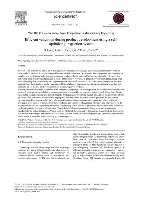 Pdf Efficient Validation During Product Development Using A Self
