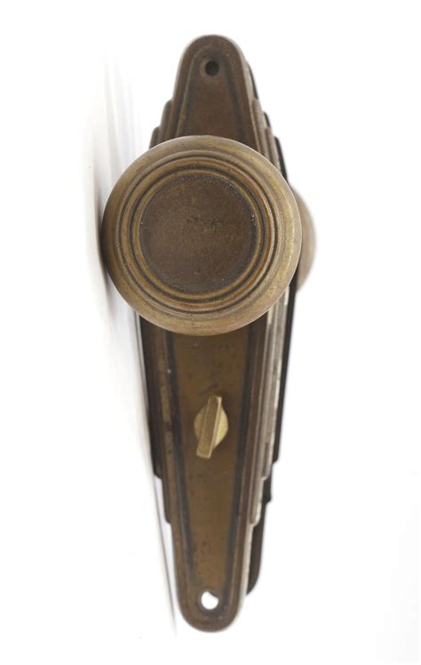 Antique Solid Brass Concentric Art Deco Privacy Door Knob Set Olde Good Things