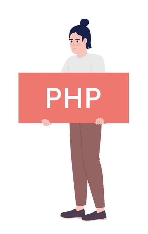 PHP Developer Semi Flat Color Vector Character Learning Programming Language Editable Concept