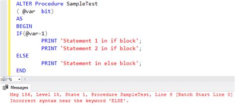Sql Server Stored Procedure If Else Databasefaqs