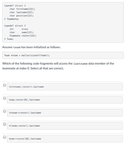 Solved Typedef Struct Char Firstname 22 Char Lastname