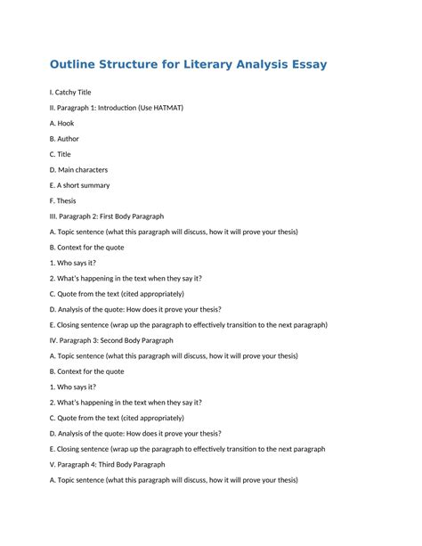 Literary Analysis Outline