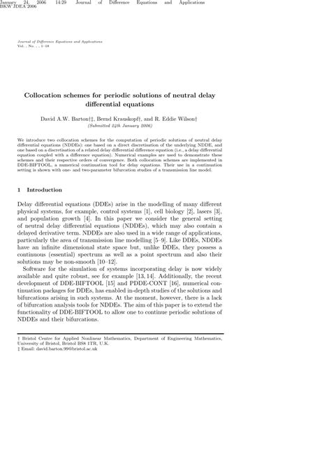 Pdf Collocation Schemes For Periodic Solutions Of Neutral Delay