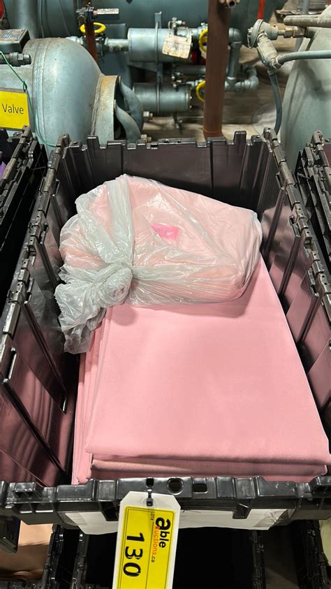 Plastic Fold Top Bin Of Pink Commercial Event Banquet Table Linens Bin Included Able Auctions