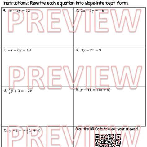 Rewriting Equations Into Slope Intercept Form Clue Mystery