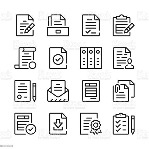 문서 줄 아이콘 세트입니다 현대적인 그래픽 디자인 얇은 선 개념입니다 간단한 선형 윤곽선 요소 컬렉션 벡터 선 아이콘 아이콘에 대한 스톡 벡터 아트 및 기타 이미지 Istock