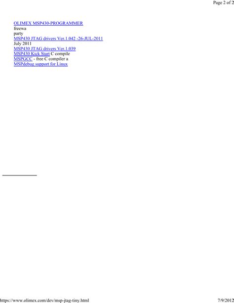 MSP430 JTAG TINY Datasheet By Olimex LTD Digi Key Electronics