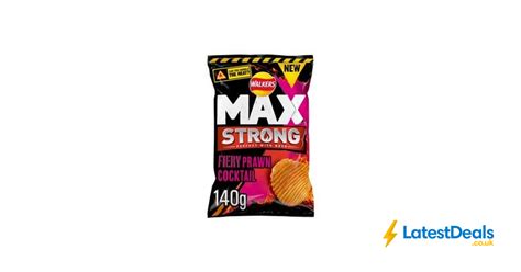 Walkers Max Strong Fiery Prawn Cocktail Crisps 140g £175 At Morrisons