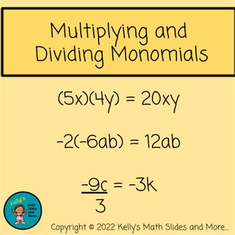 Multiplying And Dividing Monomials Digital Lesson Worksheets Library