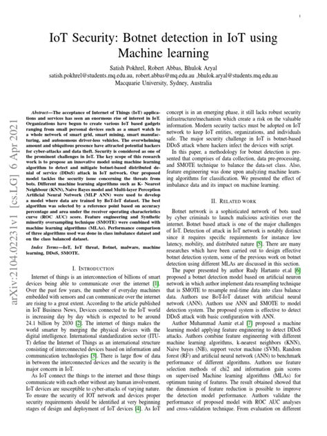 Iot Security Botnet Detection In Iot Using Machine Learning Pdf Internet Of Things Denial