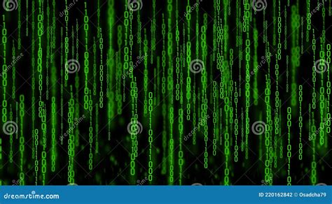 abstract green binary code on a black background stock illustration