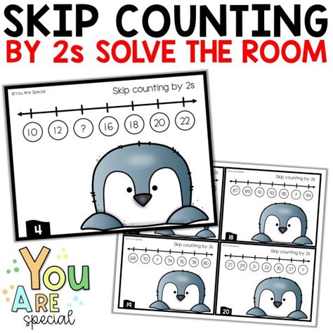 Skip Counting By 2s 3s Number Line Winter Math Center Activities Solve The Room Bundle Made By