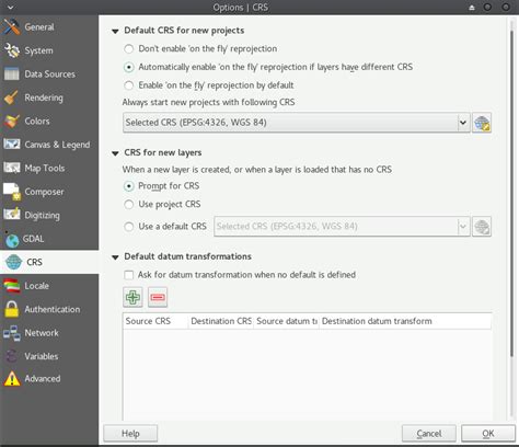 qgis enable use a default crs using python geographic information