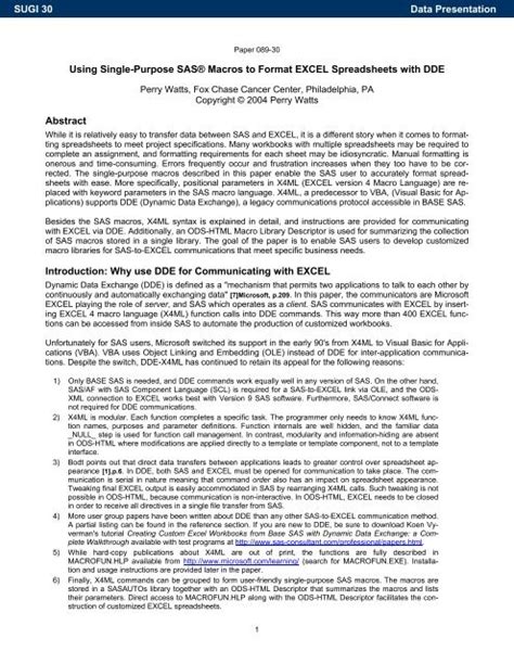 089 30 Using Single Purpose Sas® Macros To Format Excel