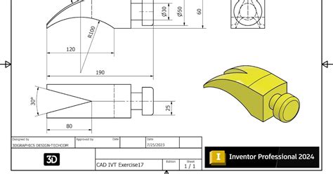 Autodesk Inventor 2024 Drawing Exercise 17