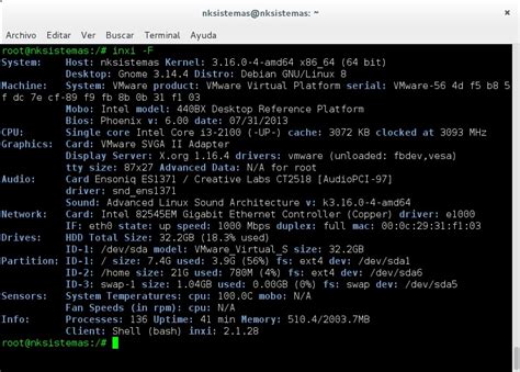 Detalle Completo De Tu Linux Con Inxi Nksistemas