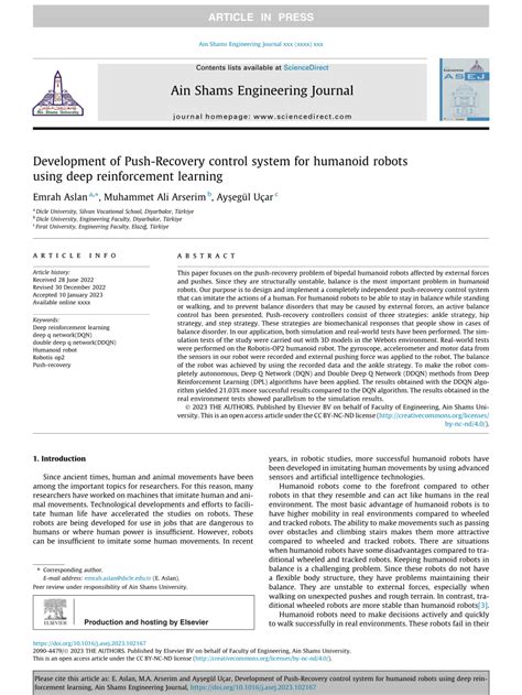 Pdf Development Of Push Recovery Control System For Humanoid Robots Using Deep Reinforcement