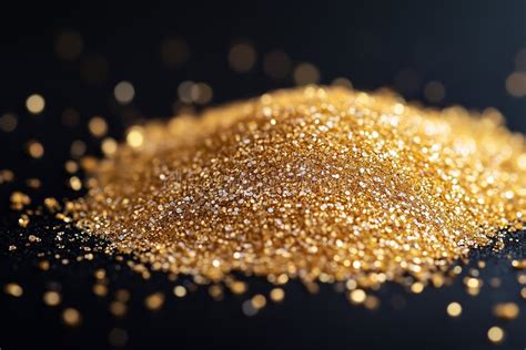 Golden Glitter Creates A Shimmering Effect On A Dark Surface Capturing The Light In A Dazzling