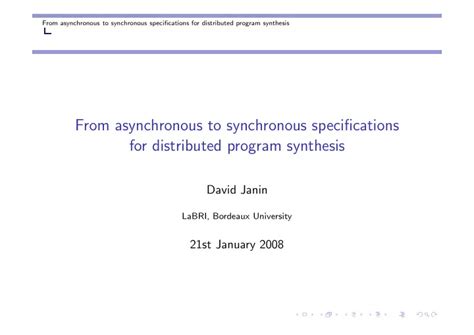 Ppt From Asynchronous To Synchronous Specifications For Distributed