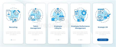 Hr Process Blue Onboarding Mobile App Screen Stock Vector Illustration Of Icons Infographic