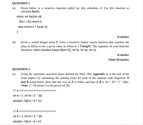 Solved Question 1 A Given Below Is A Recursive Function