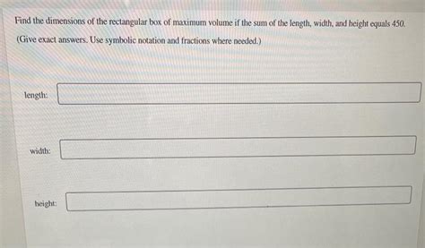 Solved Find The Dimensions Of The Rectangular Box Of Maximum Chegg