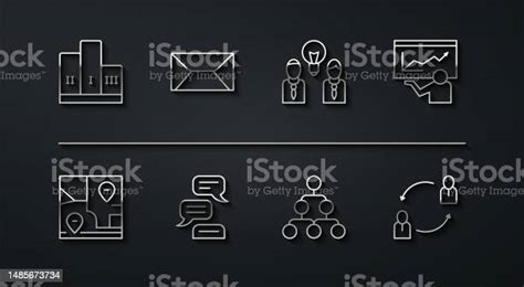 우승자 연단 위치 교육 프레젠테이션 계층 구조 조직도 차트 말풍선 채팅 봉투 인사 및 사람 램프 전구 아이콘이 있는 접힌 지도에