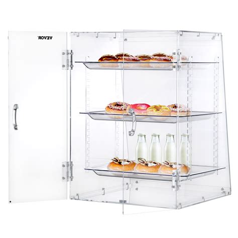 Vevor Pastry Display Case 3 Tier Removable Shelves Bakery Display Case Clear Acrylic 21 7 X
