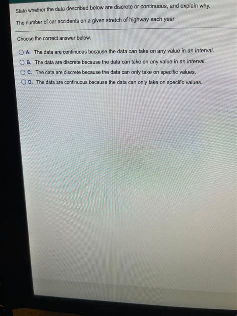 Solved State Whether The Data Described Below Are Discrete