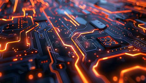 Illuminated Futuristic Digital Circuitry With Dynamic Glow Modern Tech Concept Stock