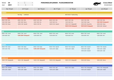 Personeelsplanner In Excel Maak Snel Een Werkrooster