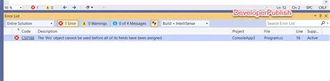 C Error Cs0188 The This Object Cannot Be Used Before All Of Its Fields Are Assigned To