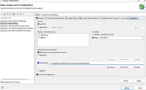 Export Console Output To The Desired File Audit Documents CrossCore Embedded Studio And Add