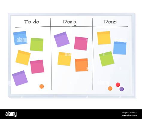 Kanban Board With Blank Sticky Note Papers For Writing Task Agile