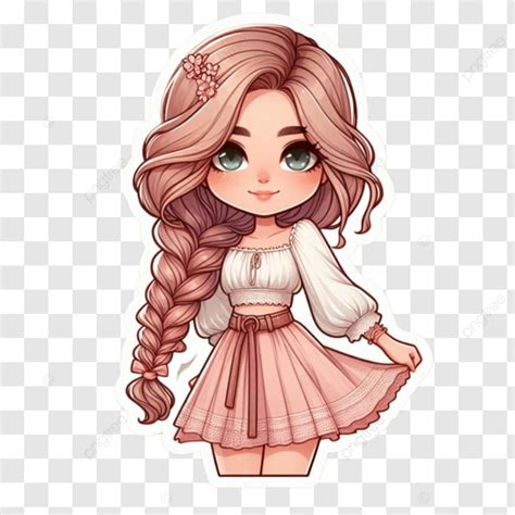 머리를 땋은 만화 소녀 스티커 만화 소녀 애니메이션 소녀 머리를 땋다 Png 일러스트 및 이미지 에 대한 무료 다운로드