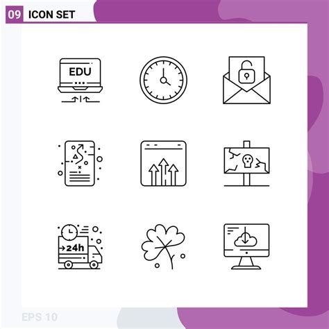 User Interface Pack Of 9 Basic Outlines Of Strategic Plan Time Management Unlock Editable Vector