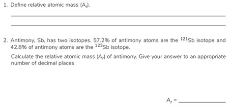 Relative Atomic Mass And Relative Molecular Mass Beyond