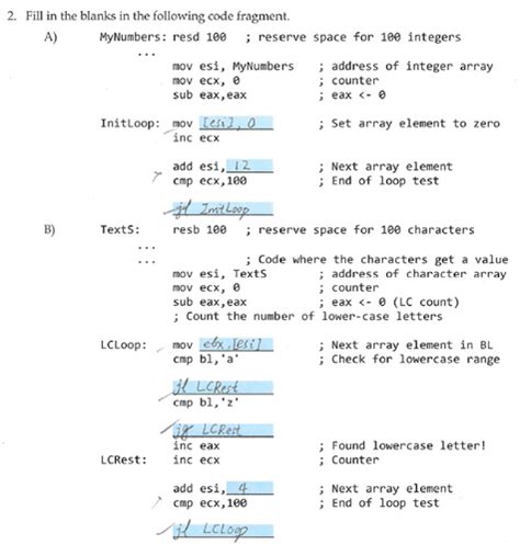 Solved Assembly Language Nasm X86 Some Of The Answers Are Wrong Fill 1 Answer