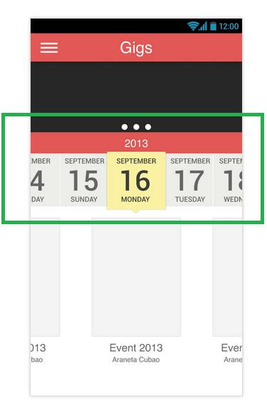 How Can I Make A Horizontal Sliding Calendar In Android Eclipse