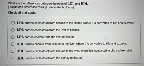 Answered What Are The Differences Between The Roles Of Ldl And Hdl