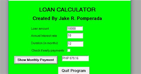 Free Programming Source Codes And Computer Programming Tutorials Loan Calculator In Visual Basic 6