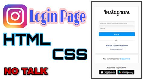 Instagram Login Page Coding Html Css Login Page Kaise Code Kare