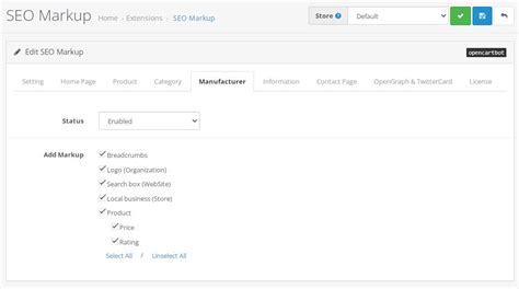 SEO Markup Extension For OpenCart JSON LD Schema