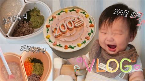 Vlog 200일 파티 이유식 토핑 정리 초기 이유식 이유식 잘 먹는 아기 6개월 아기 육아브이로그 Youtube