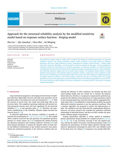 Pdf Approach For The Structural Reliability Analysis By The Modified Sensitivity Model Based