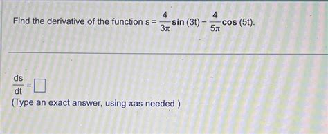 Solved Find The Derivative Of The Function
