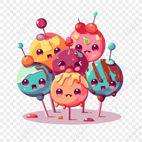 케이크 팝 벡터만화클립 아트상표 Png 일러스트 무료 다운로드 Lovepik