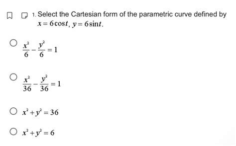 Answered 1 Select The Cartesian Form Of The Bartleby